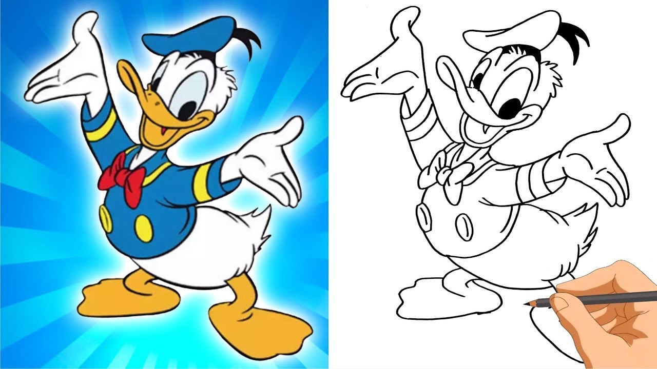 Cartoon Donald Duck Drawing | How To Draw Donald Duck Cartoon Easy ...