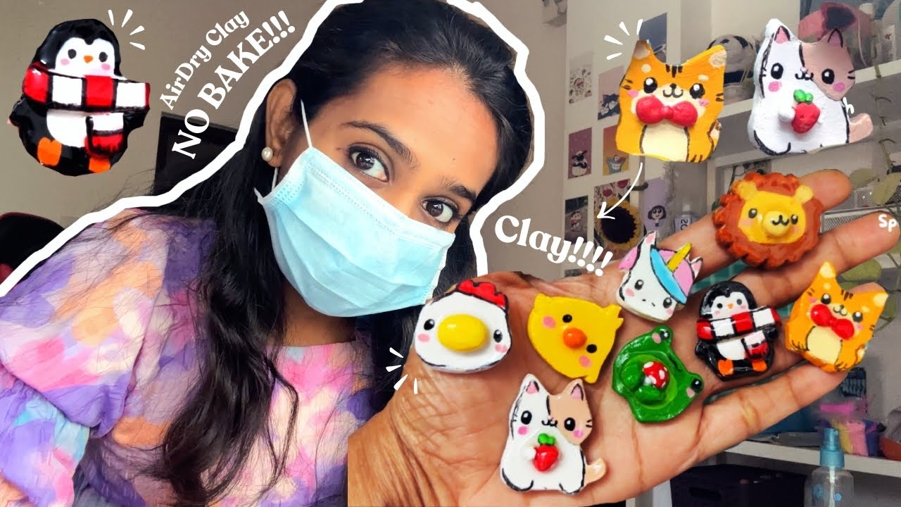 HOW I MAKE CLAY PINS 🌸 | AIR DRY CLAY 🍓 | NO BAKE | STUDIO VLOG 🌿 - YouTube