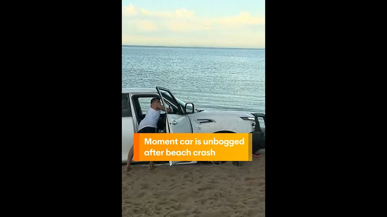 Moment Car is Unbogged after Beach Crash - YouTube