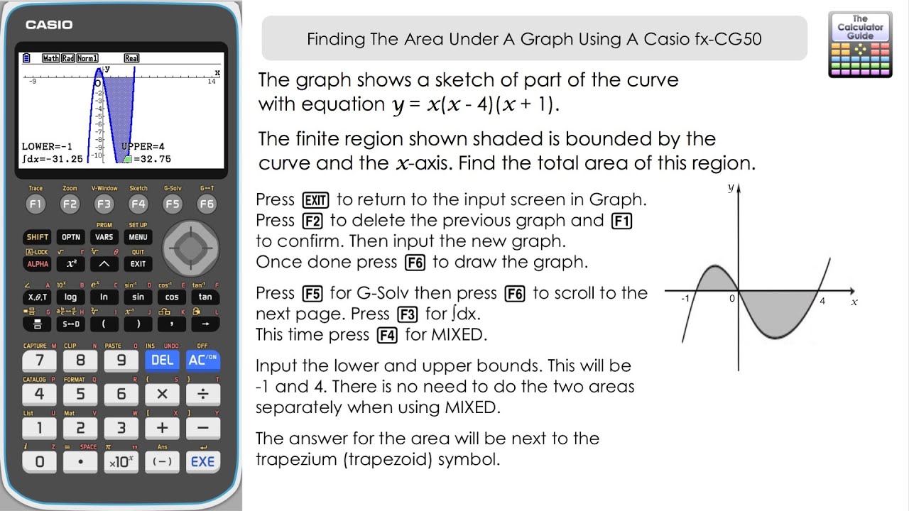 Find The Area Under Graph Using A Casio Fx CG50 Area Under Curve