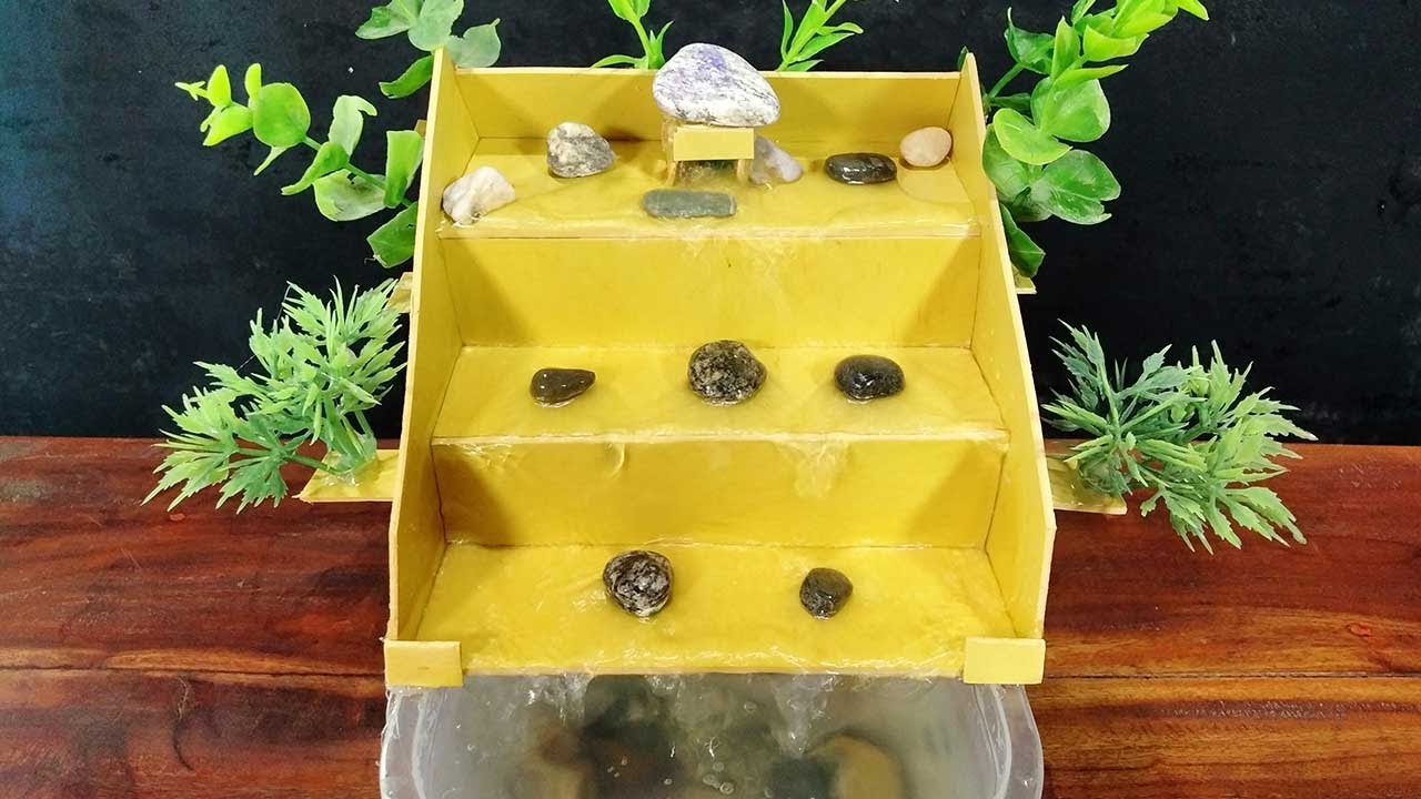 How to make Waterfall Fountain at home from PVC Board - YouTube