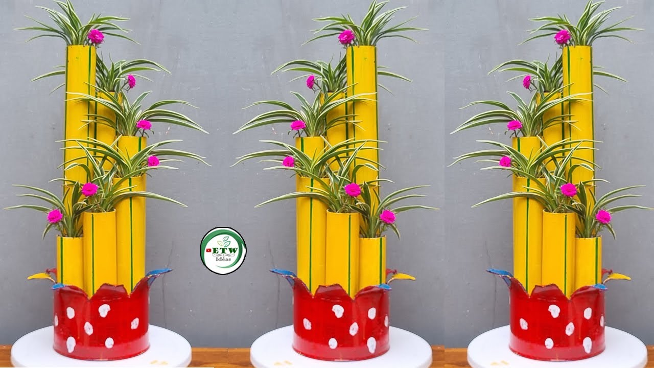 How to Make a Spiral Shape Bamboo Flower Pot from Paralon / PVC ...