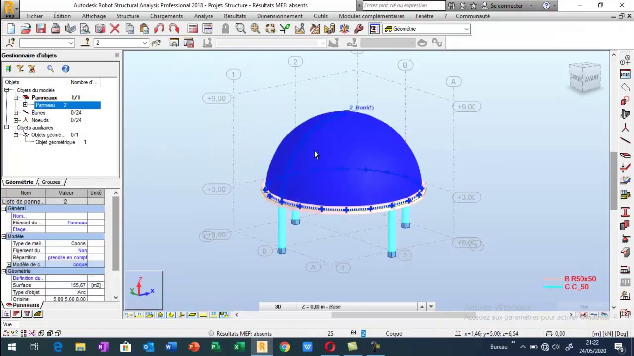 Modélisation d'une coque en Béton armé - YouTube