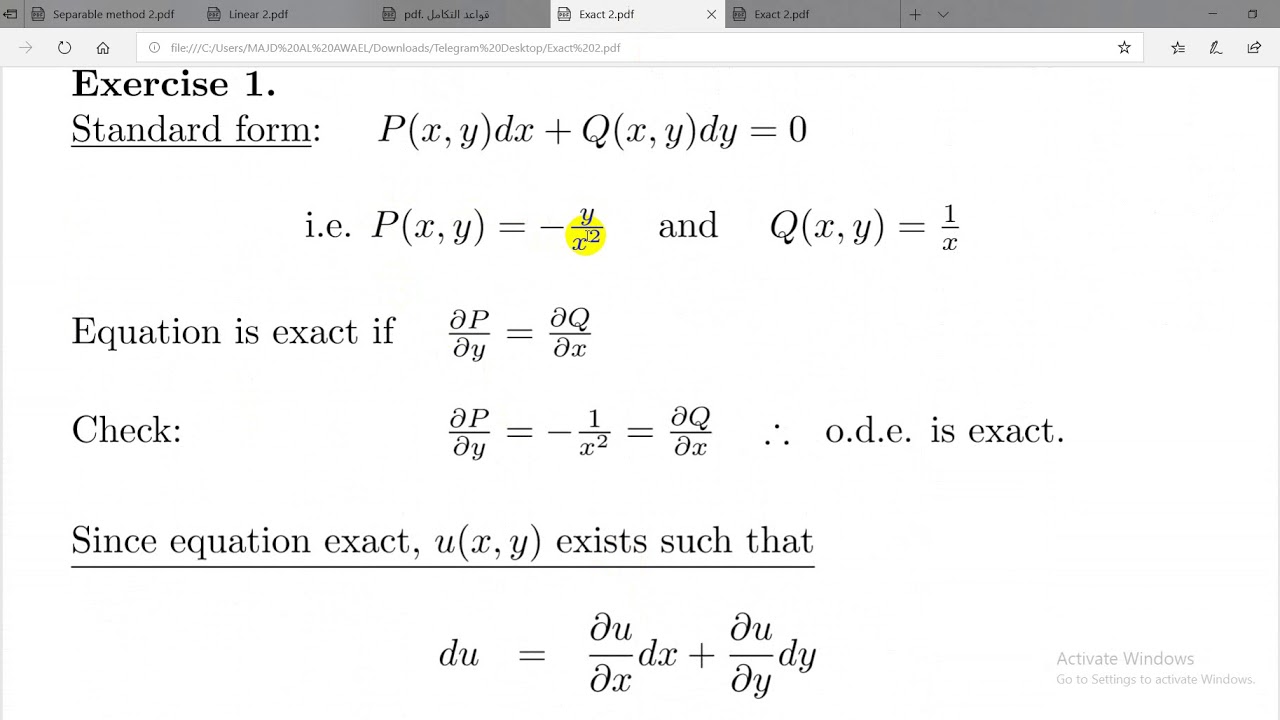 المرحلة الثانية شرح طريقة exact method - YouTube