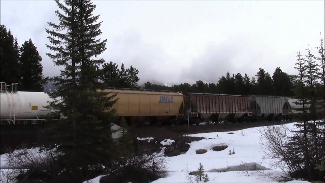 Long CP 8901 West (Mixed) W/ DPU @ Lake Louise AB 09MAY14 ES44AC 8901 Leading - YouTube