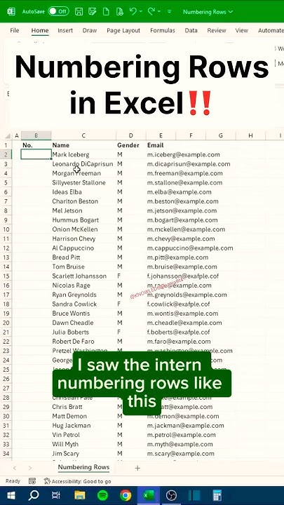 Numbering Rows in Excel ‼️ #shorts #computer #excel #exceltips - YouTube