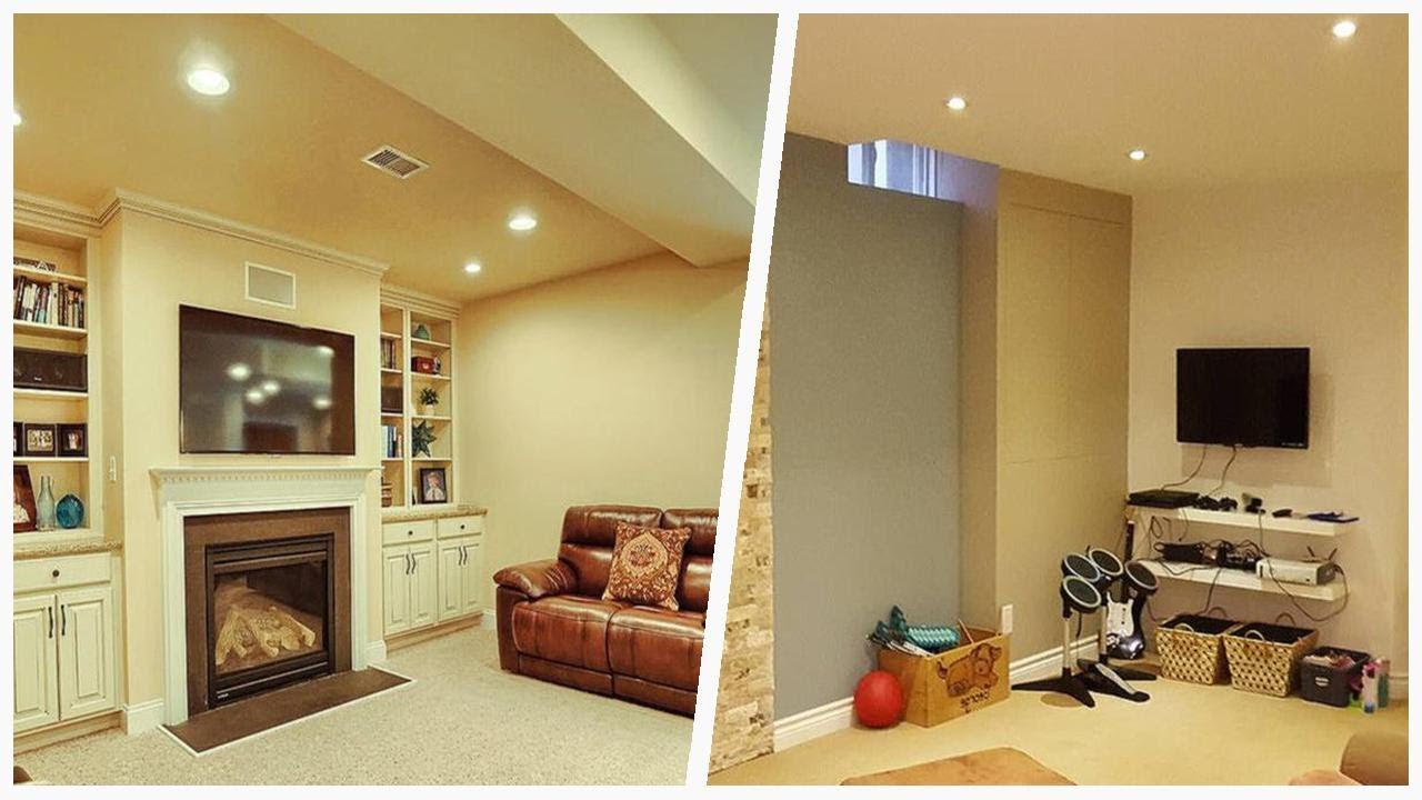 75 Yellow Basement With Beige Walls Design Ideas You'll Love ☆ - YouTube