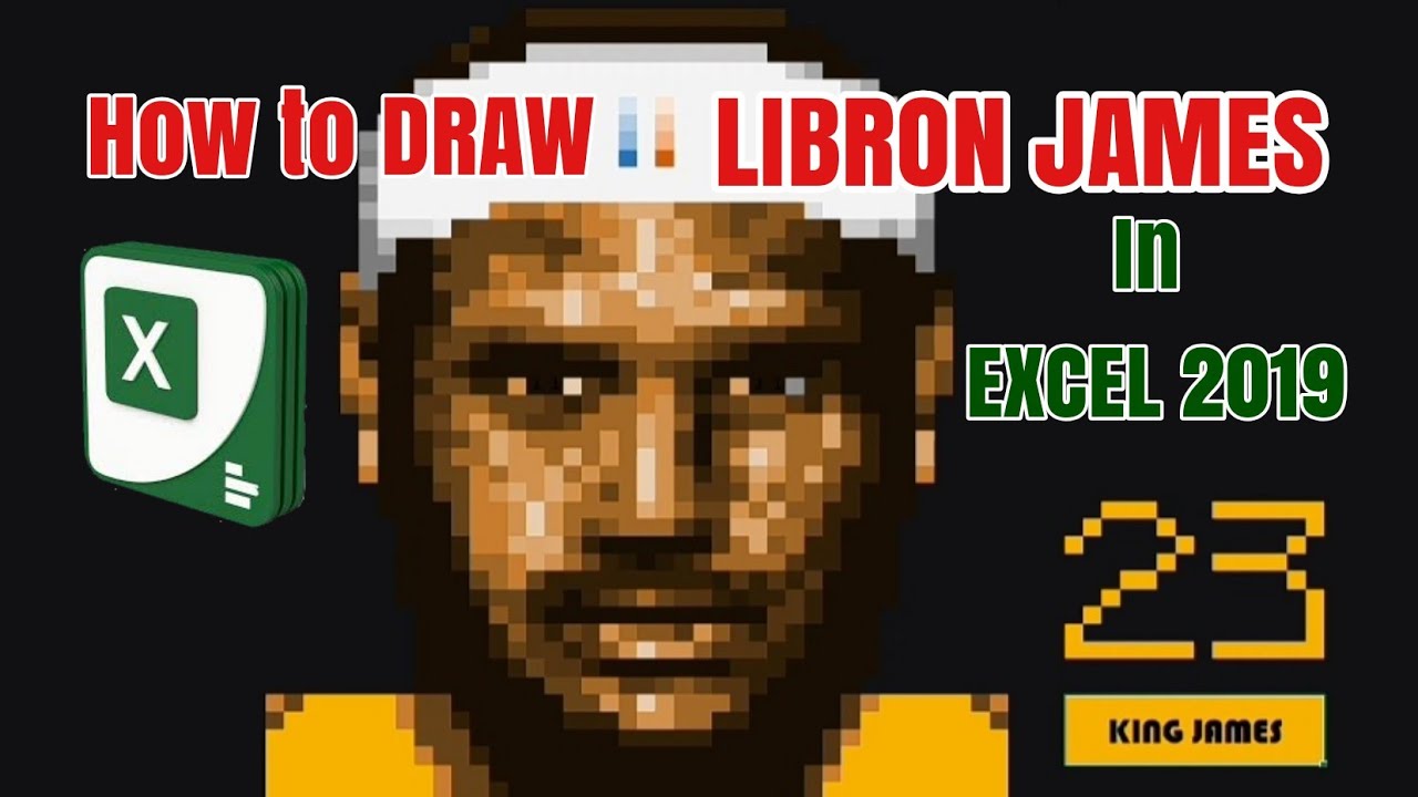 HOW TO DRAW LEBRON JAMES in EXCEL 2019 | PIXEL ART - YouTube