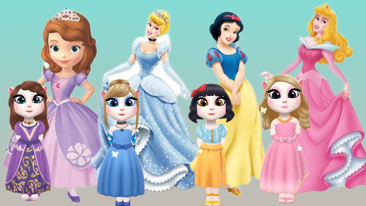 Sofia ,snow white, aurora,cindrella angela 2 dress up disney princess ...