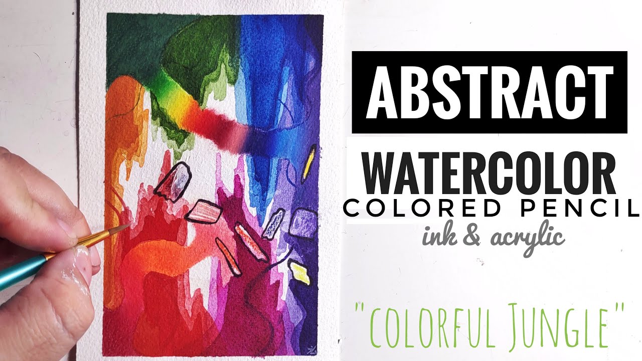 "Colorful Jungle" - Abstract Watercolor, Colored Pencil, and Ink | ADHD ...