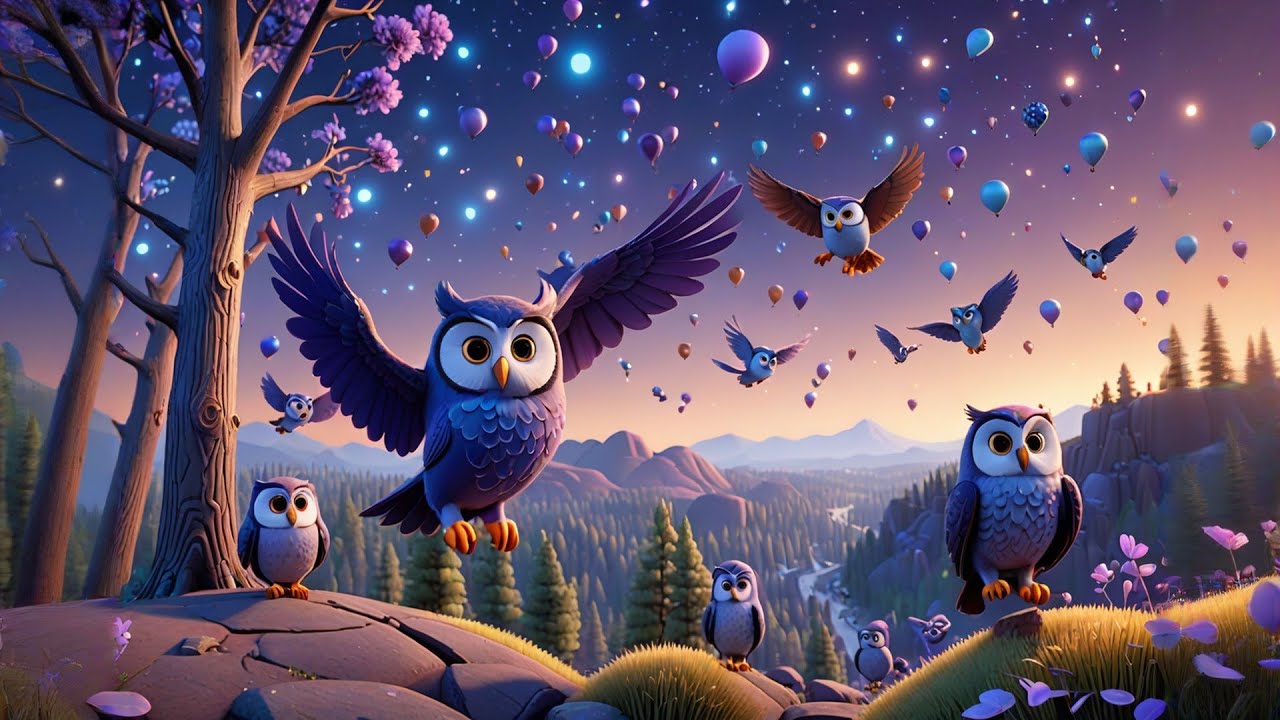 Seven Starry Owls Light Up the Night | Soothing Bedtime Song for Kids ...