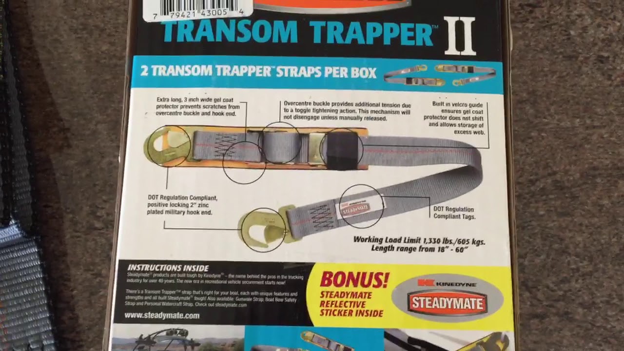 Best boat transom tie down straps cargo sailboat tiedown comparison Kinedyne steadymate Trapper ...