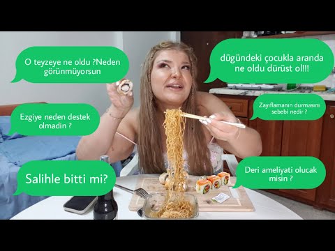 DÜĞÜNDEKİ kimdi ? | Ayrıldık mi ? Soru Cevap Sushi noodle mukbang #türkçemukbang