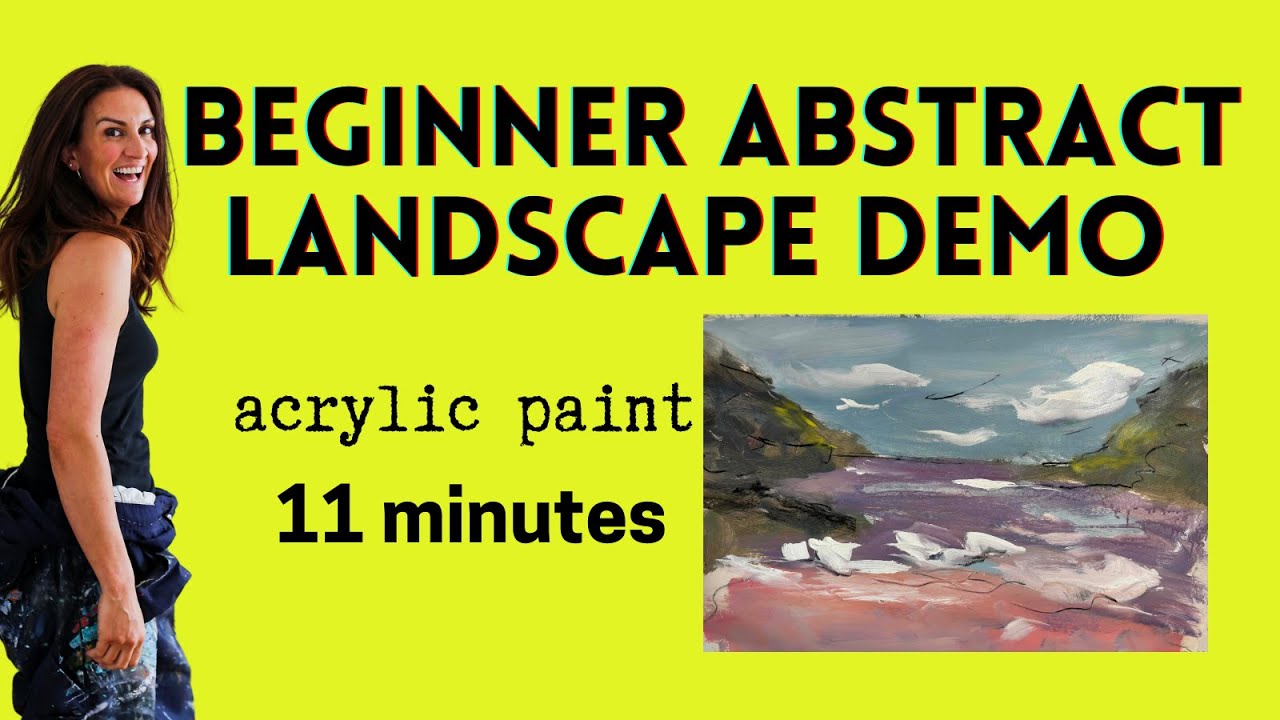 Beginner -paint an abstract landscape using acrylic in 11 minutes - YouTube