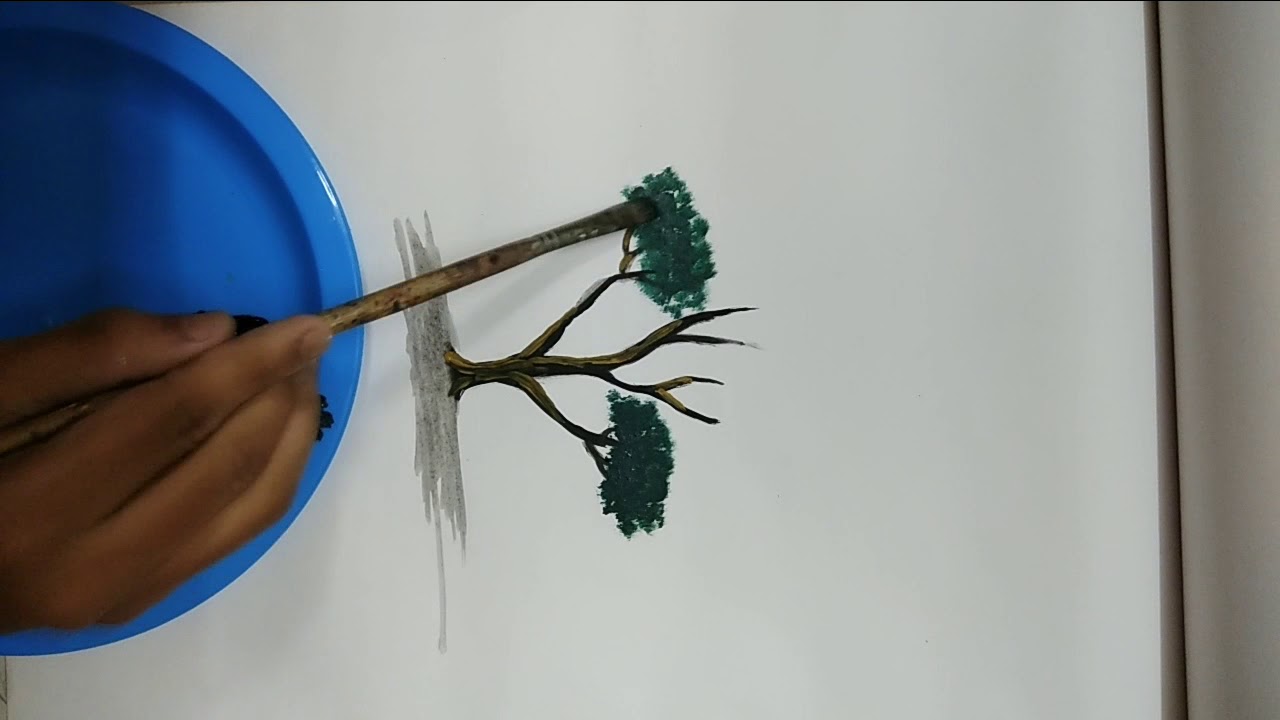 Simple technique to draw tree🌲| water cooler painting| water colour ...