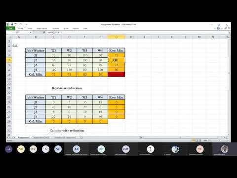 Assignment Problems - Minimization Cases and Hungarian Algorithm - YouTube