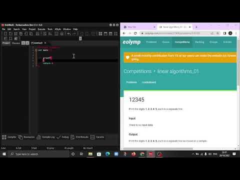 "12345" in C programming language. #Eolymp problem 5133. - YouTube