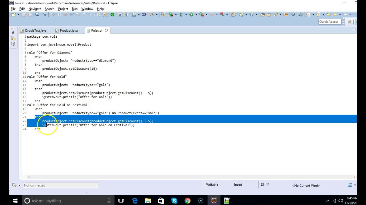 JBoss Drools 6 -Using Attributes Salience, Update, No-Loop - YouTube