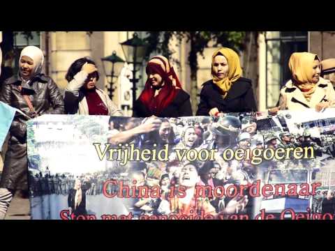 Demonstratie Oeigoeren tegen massamoorden in Oost Turkistan 2. Den Haag
