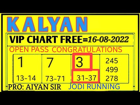 KALYAN VIP CHART OPEN 3 PASS CONGRATULATIONS JODI RUNNING CLOSE DEKHO ...