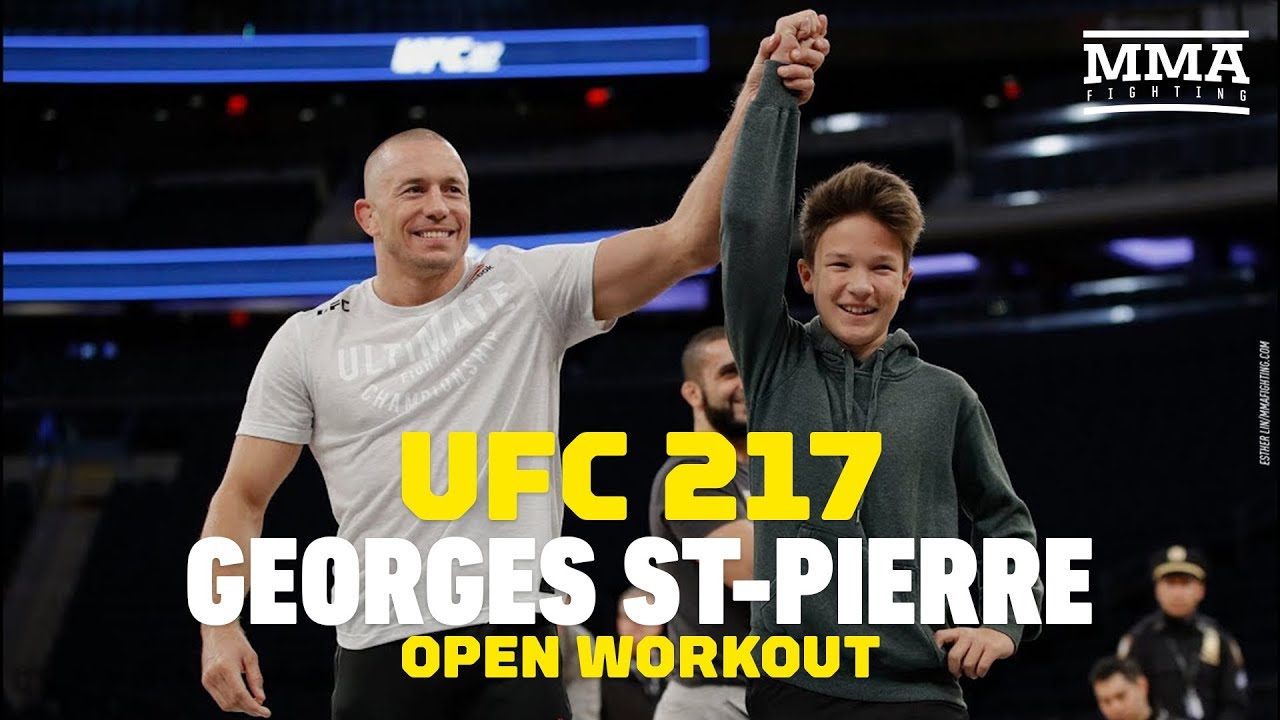 Georges St-Pierre Teaches Moves to Lucky Fan at UFC 217 Open Workouts ...