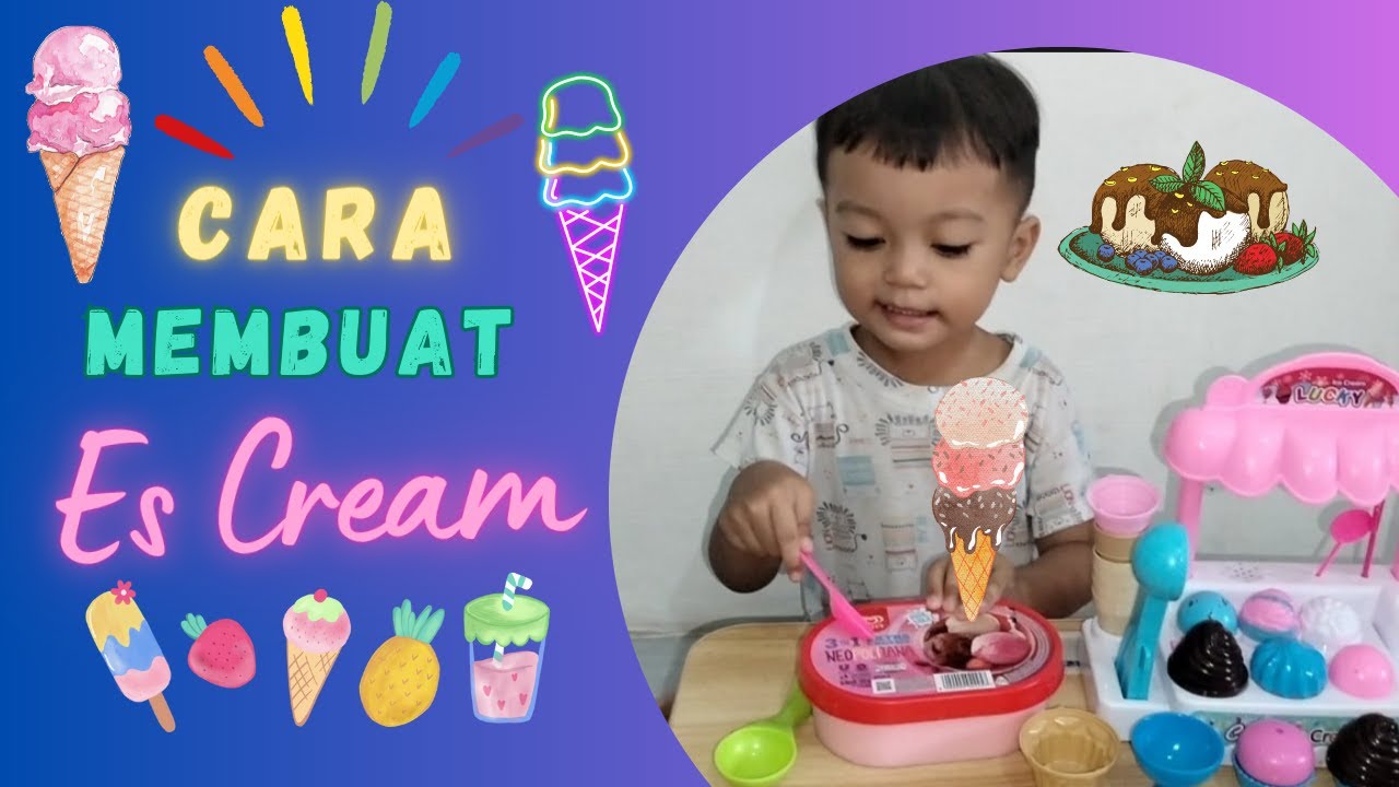 Rey membuat es krim strawberry, Cara membuat es krim lembut dan enak ...