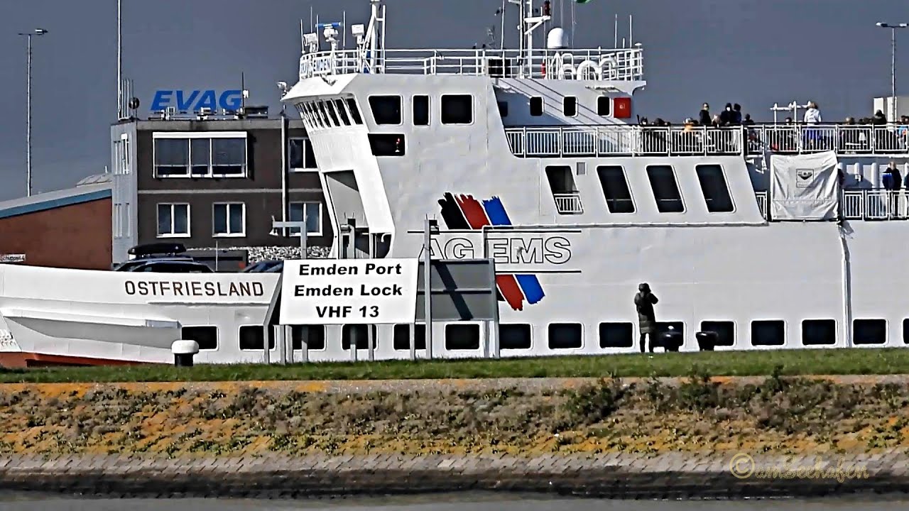 Aufbruch zur Insel Borkum! Auto-Fähre OSTFRIESLAND DCQN IMO 8324622 AG ...