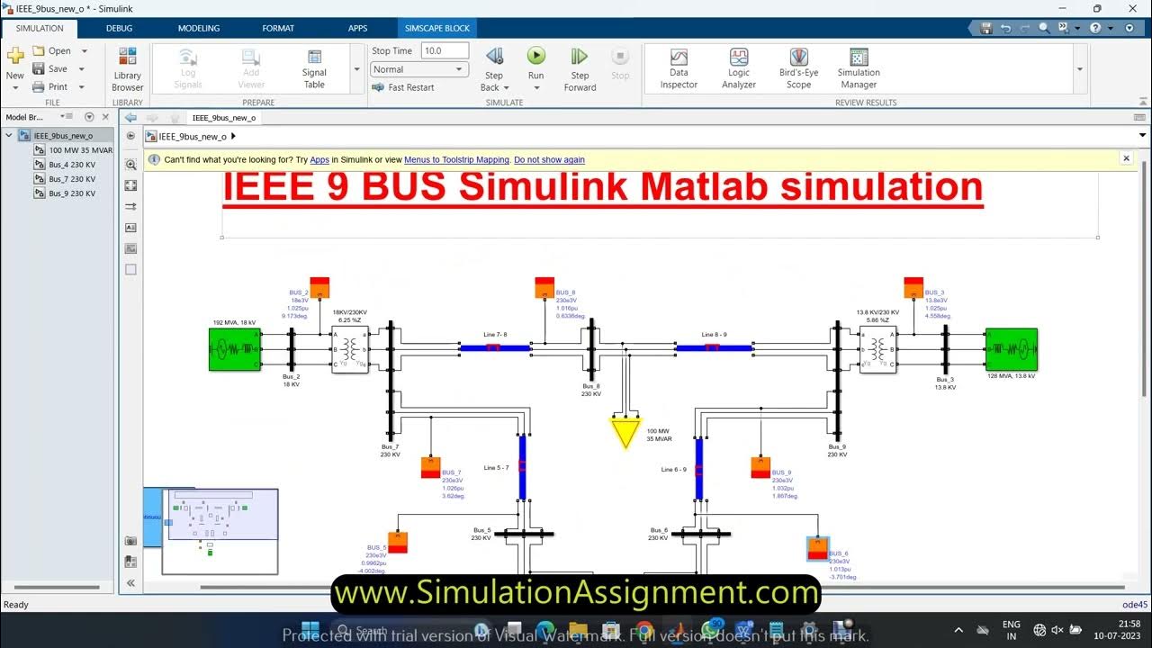 IEEE 9 BUS Matlab Simulink Simulation Assignment - YouTube