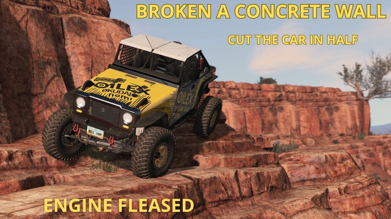BEAMNG DRIVE / CUT THE CAR IN HALF / BROKEN A CONCRETE WALL / ENGINE ...