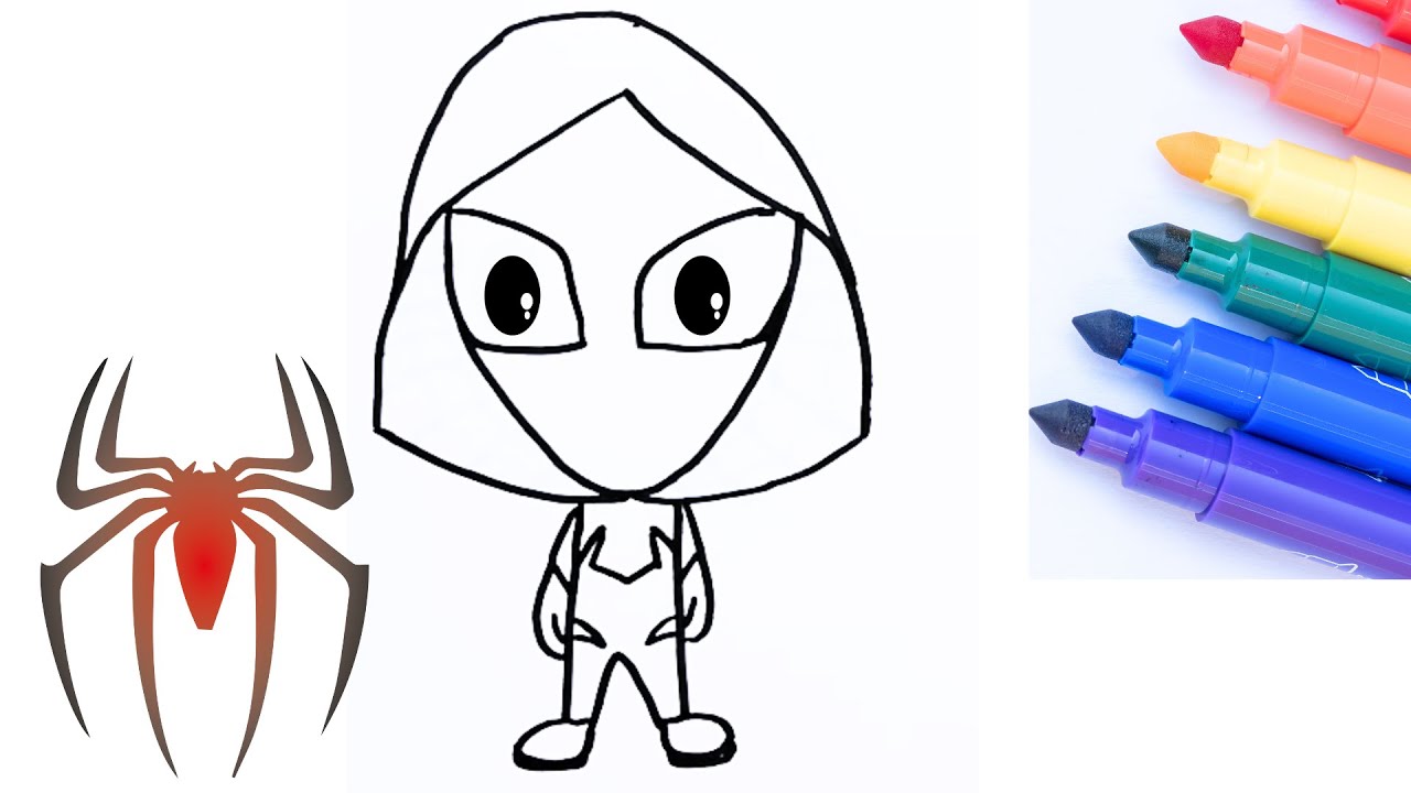 How To Draw Gwen Stacy (Spider-Gwen) / Drawing and Coloring / Easy ...