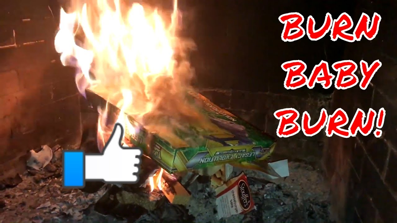 BURNING POKEMON CARDS IN THE FIREPLACE! -LEGACY EVOLUTION BOX UP IN ...