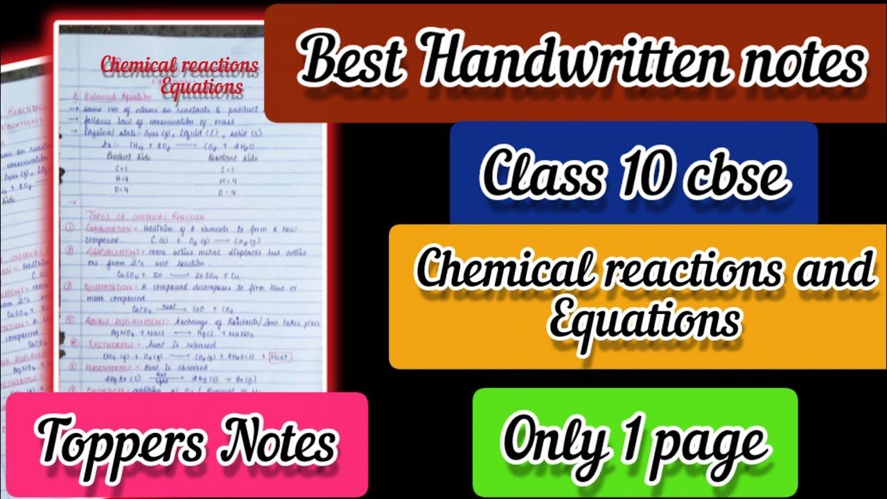 best Handwritten notes 🔥🔥 topper notes 🔥🔥 chemical reactions and ...
