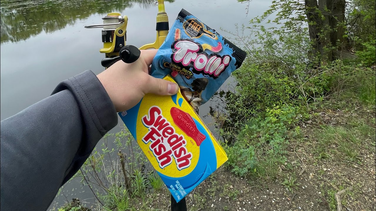 Swedish Fish Vs Gummy Worm Fishing Challenge! - YouTube