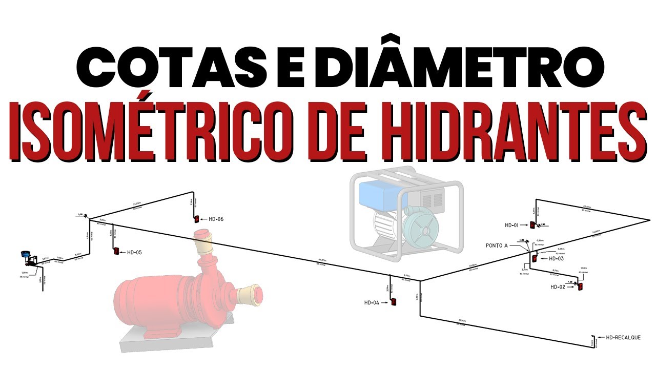 Cotas e diâmetro no isométrico de Hidrantes do Projeto de Prevenção a ...