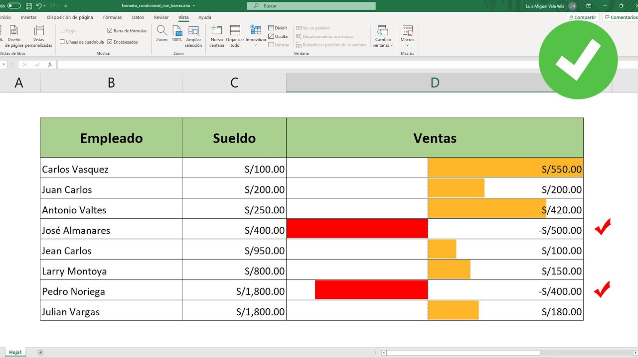 Formato condicional con barra de datos en Excel - YouTube