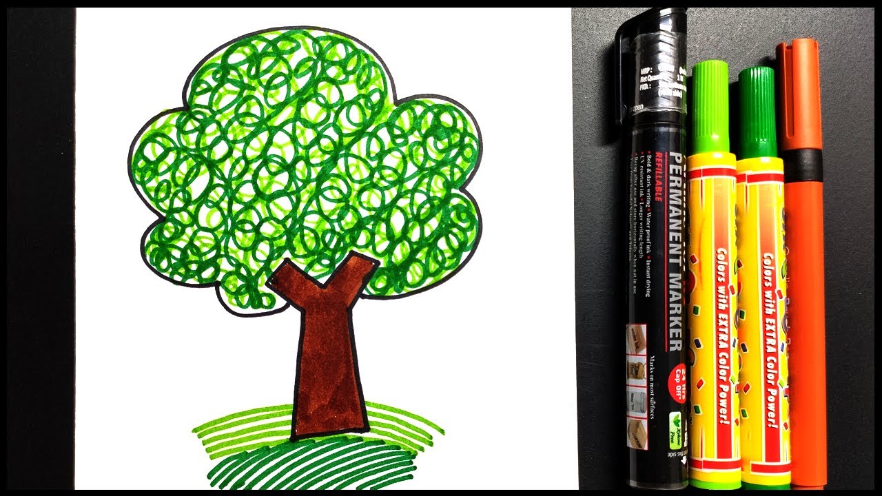 Tree drawing for kids || Easy tree drawing - YouTube