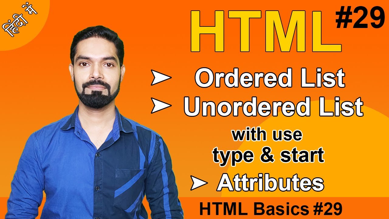 Html Ordered Listol Unorder Listul With Use Type And Start Attributes Html List With 0468