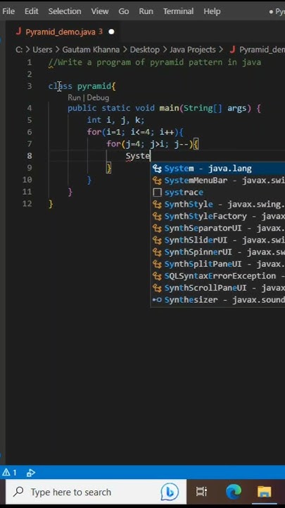 Draw A Pyramid In Java Coding Java Vscode Codingninja Youtube