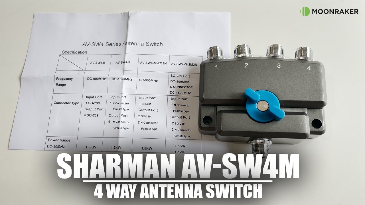 SHARMAN AV-SW4M – SO239 4-WAY COAX SWITCH - YouTube