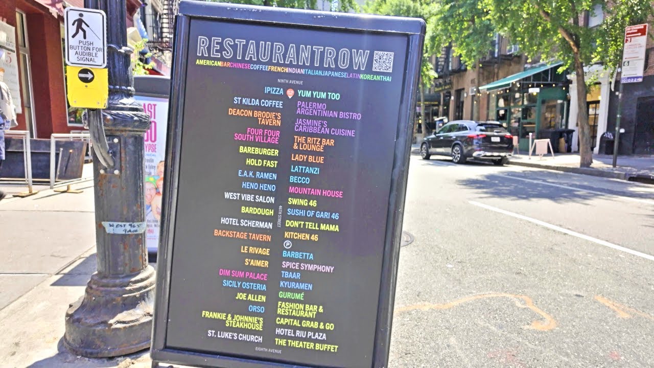 【4K】𝐖𝐀𝐋𝐊 🇺🇸 Restaurant Row in the Theater District, New York City 🚕🗽 ...