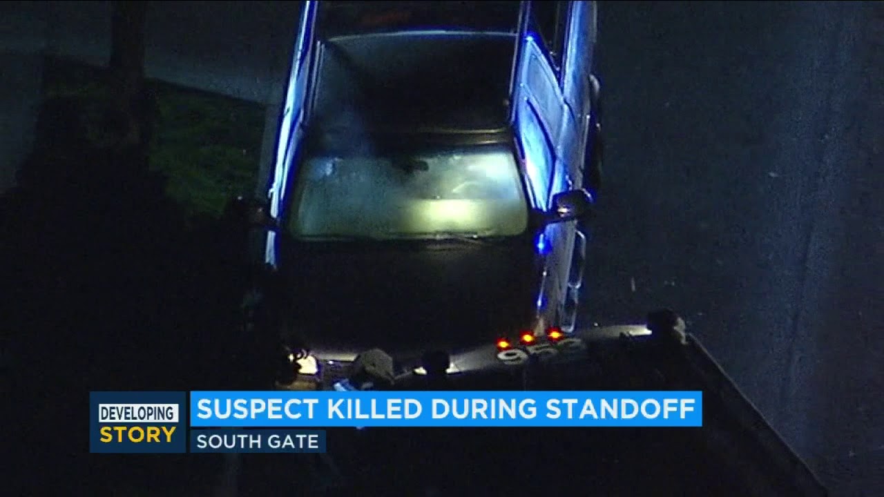 Assault suspect dies in tense South Gate standoff | ABC7 - YouTube