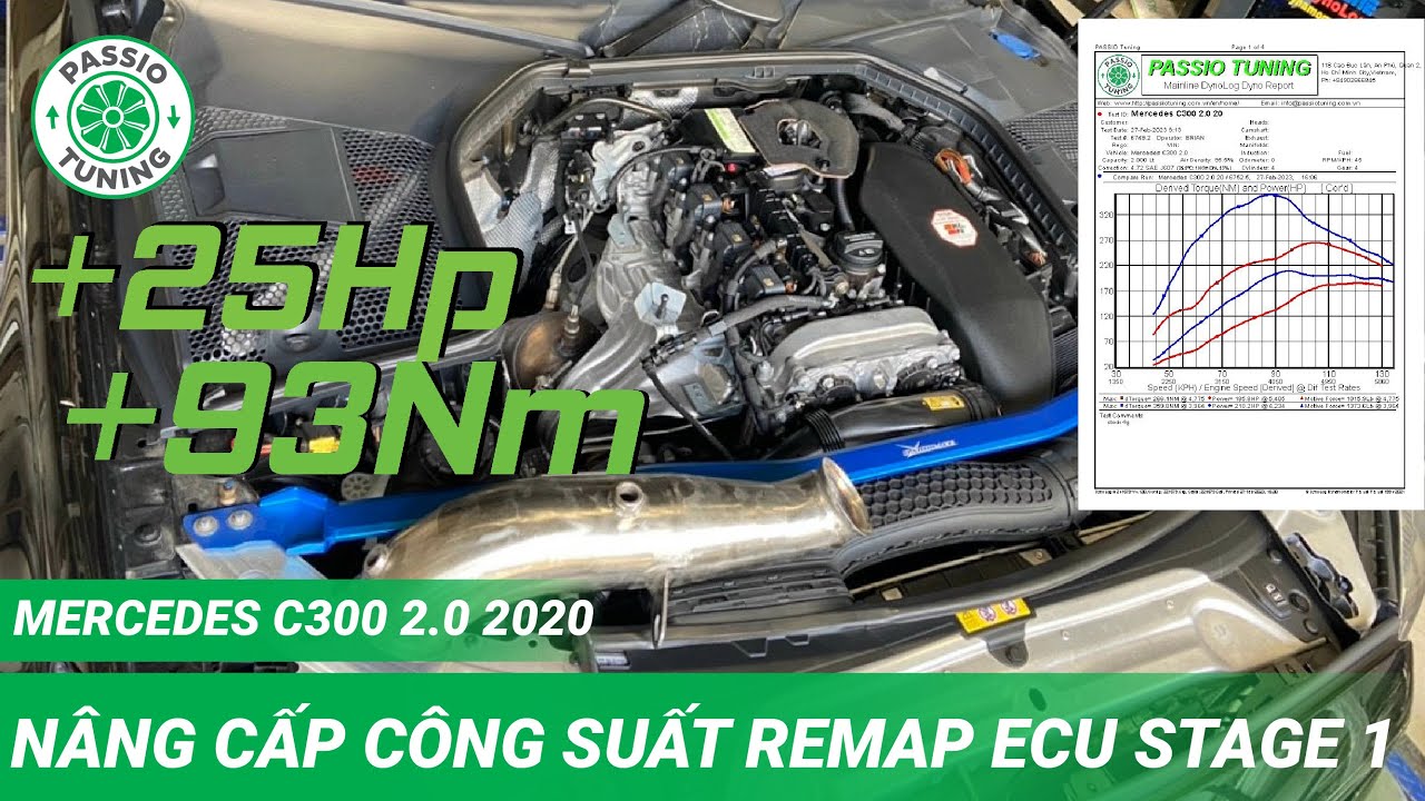 Mercedes C300 2.0 W205 Nâng Cấp Nhẹ Với PST Downpipe và Remap ECU Stage ...