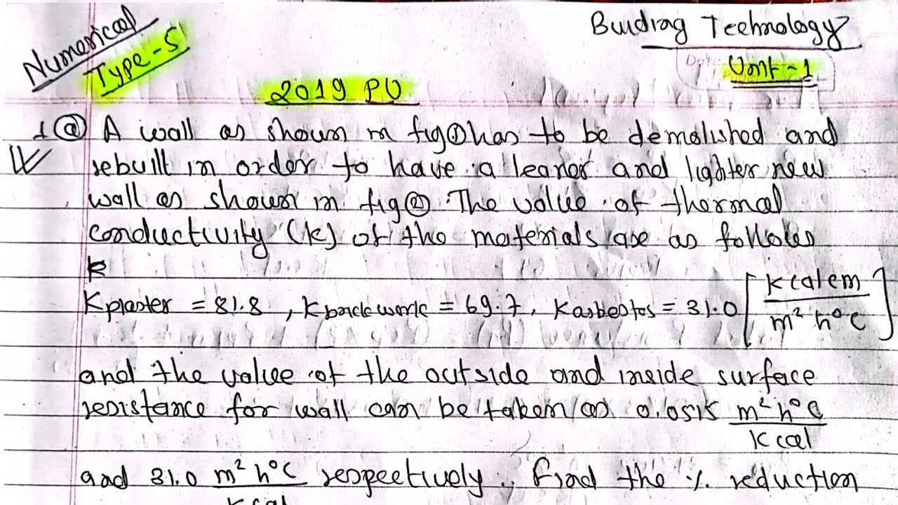 Unit-1|Numerical|Type-5|Building Technology| BE Civil 2nd semester ...