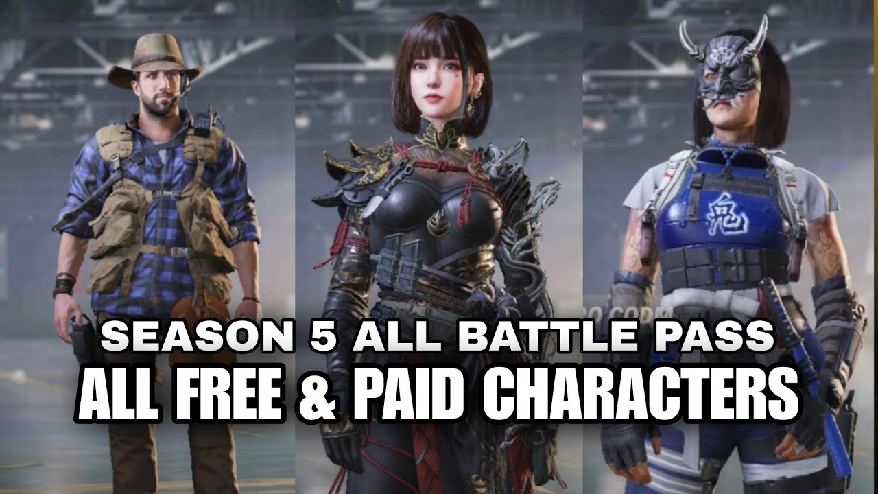 Season 5 All Battle Pass Characters | Season 5 All Free Rank Free ...