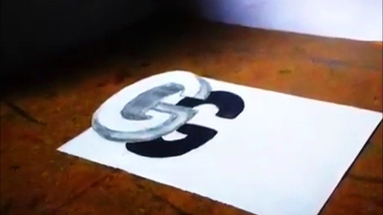 How to draw 3d floating G || How to draw 3d floating G on art paper ...