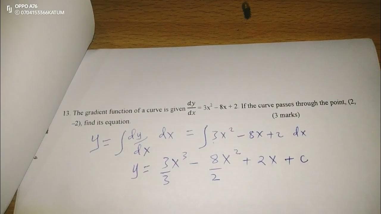 GRADIENT FUNCTIONS AND THE EQUATION OF A CURVE - YouTube
