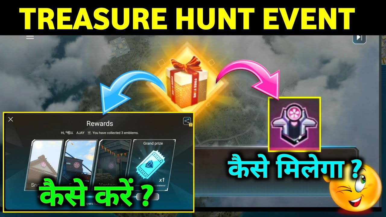 FREE FIRE TREASURE HUNT EVENT ! TREASURE HUNT TOKEN LOCATION ! HOW TO ...