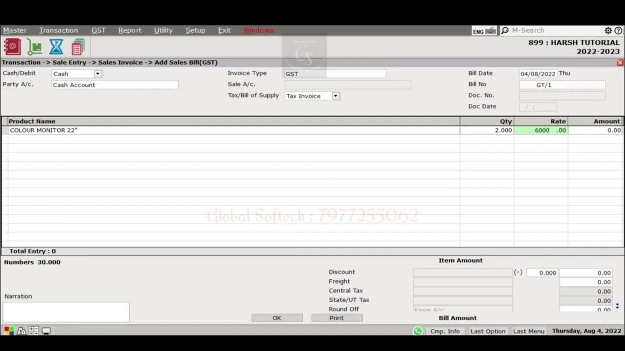 How To Create Sales Bill In Miracle Accounting Software - YouTube