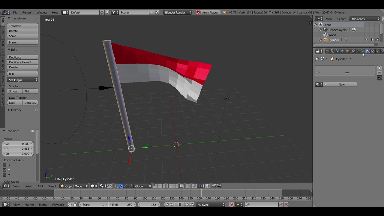 cara buat ANIMASI bendera di BLENDER |2020 #blender #animasi #3d - YouTube