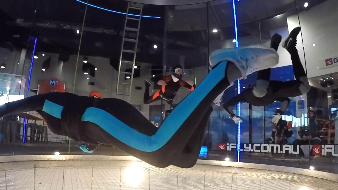 Short demonstration of freefall in a vertical wind tunnel. - YouTube